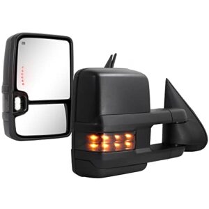 towing mirrors for 1999 2000 2001 2002 chevy silverado suburban tahoe gmc sierra yukon with power glass arrow turn signal light heated backup lamp extendable pair