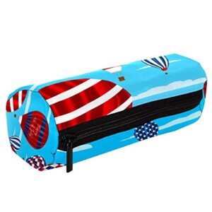 Independence Day Hot Air Balloon 4th of July! Pencil Bag Pen Case Stationary Case Pencil Pouch Desk Organizer Makeup Cosmetic Bag for School Office