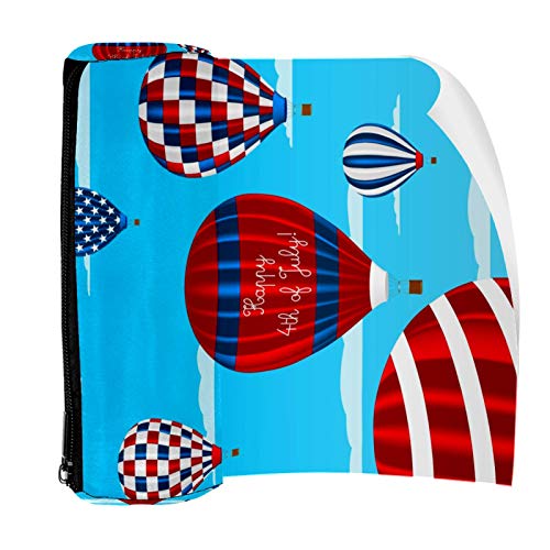 Independence Day Hot Air Balloon 4th of July! Pencil Bag Pen Case Stationary Case Pencil Pouch Desk Organizer Makeup Cosmetic Bag for School Office