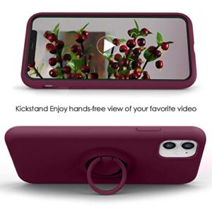 MOCCA for iPhone 11 Case with Ring Kickstand | Super Soft Microfiber Lining | Anti-Scratch Liquid Silicone Shock-Absorbing Case for iPhone 11 - WineRed