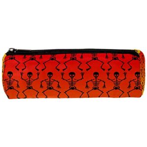 skeleton on gradient orange pencil bag pen case stationary case pencil pouch desk organizer makeup cosmetic bag for school office