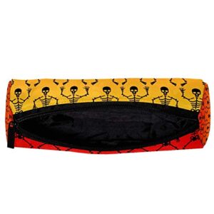 Skeleton On Gradient Orange Pencil Bag Pen Case Stationary Case Pencil Pouch Desk Organizer Makeup Cosmetic Bag for School Office