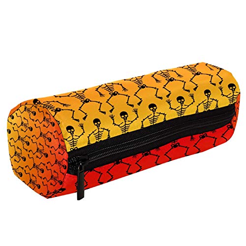 Skeleton On Gradient Orange Pencil Bag Pen Case Stationary Case Pencil Pouch Desk Organizer Makeup Cosmetic Bag for School Office