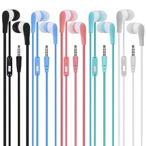 hongzan kids earbuds headphones with microphone 10 pack wholesale bulk earphones for school classroom students teen children (10 pack)