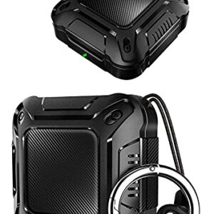 TPU Hard Case for Galaxy Buds 2 Pro Case 2022/Galaxy Buds 2 Case 2021/ Buds Pro Cover 2021/ Buds Live Case 2020, Wireless Charging Carbon Fiber Protective Earbuds Accessories with Keychain,Black