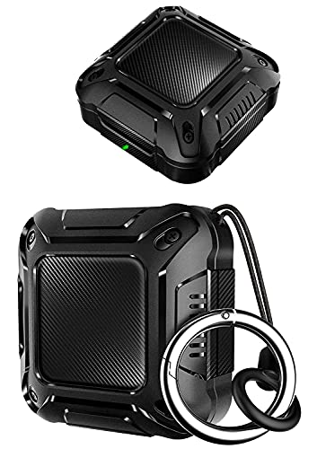 TPU Hard Case for Galaxy Buds 2 Pro Case 2022/Galaxy Buds 2 Case 2021/ Buds Pro Cover 2021/ Buds Live Case 2020, Wireless Charging Carbon Fiber Protective Earbuds Accessories with Keychain,Black