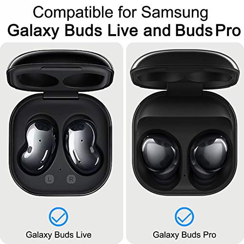 TPU Hard Case for Galaxy Buds 2 Pro Case 2022/Galaxy Buds 2 Case 2021/ Buds Pro Cover 2021/ Buds Live Case 2020, Wireless Charging Carbon Fiber Protective Earbuds Accessories with Keychain,Black