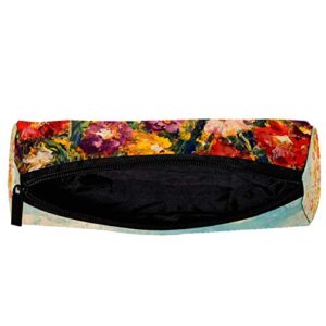 Oil Painting Field Flowers Pencil Bag Pen Case Stationary Case Pencil Pouch Desk Organizer Makeup Cosmetic Bag for School Office