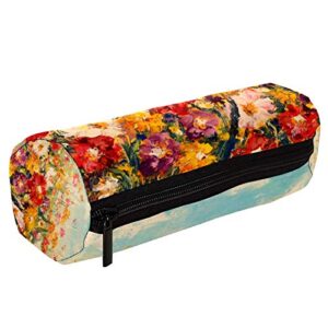 Oil Painting Field Flowers Pencil Bag Pen Case Stationary Case Pencil Pouch Desk Organizer Makeup Cosmetic Bag for School Office