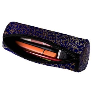 Oriental Blue Gold Mandala Pencil Bag Pen Case Stationary Case Pencil Pouch Desk Organizer Makeup Cosmetic Bag for School Office