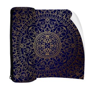 Oriental Blue Gold Mandala Pencil Bag Pen Case Stationary Case Pencil Pouch Desk Organizer Makeup Cosmetic Bag for School Office