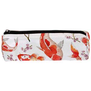 oriental carps and flowers pencil bag pen case stationary case pencil pouch desk organizer makeup cosmetic bag for school office