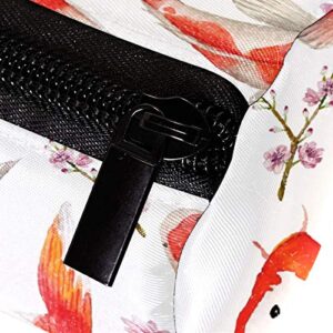 Oriental Carps and Flowers Pencil Bag Pen Case Stationary Case Pencil Pouch Desk Organizer Makeup Cosmetic Bag for School Office