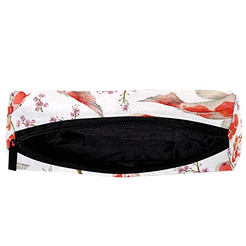 Oriental Carps and Flowers Pencil Bag Pen Case Stationary Case Pencil Pouch Desk Organizer Makeup Cosmetic Bag for School Office