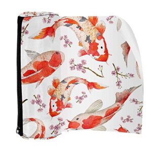 Oriental Carps and Flowers Pencil Bag Pen Case Stationary Case Pencil Pouch Desk Organizer Makeup Cosmetic Bag for School Office