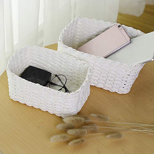 HQBL Woven Storage Baskets Set of 3, Recycled Paper Rope Bin Organizer Shelf for Cupboards Decorative Home Closet Drawer Dresser,Perfect for Storing Small Household Items