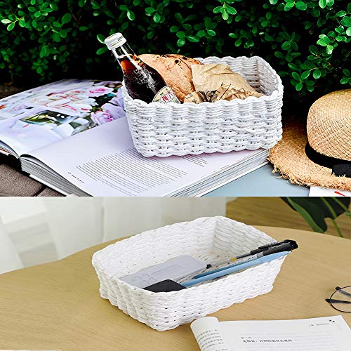 HQBL Woven Storage Baskets Set of 3, Recycled Paper Rope Bin Organizer Shelf for Cupboards Decorative Home Closet Drawer Dresser,Perfect for Storing Small Household Items