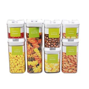 organix airtight food storage containers, 7 pc plastic storage container with lids | bpa free | labels & pen set, pantry & kitchen storage containers for flour, dry food, pasta & cereal