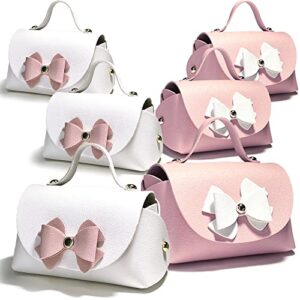 artsy crafts pack of 6 mini handbag gift bags, luxury gift box for wedding favors little princess birthday party favors baby shower bridesmaid gift valentines's day gift wrap (white+pink)