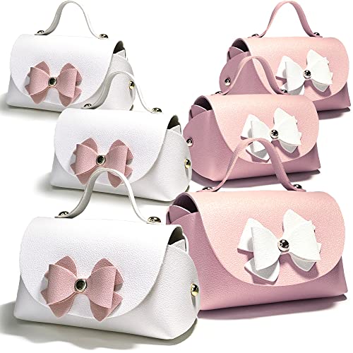 ARTSY Crafts Pack of 6 Mini Handbag Gift Bags, Luxury Gift Box for Wedding Favors Little Princess Birthday Party Favors Baby Shower Bridesmaid Gift Valentines's Day Gift Wrap (White+Pink)