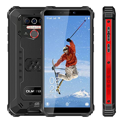 Rugged Cell Phone Unlocked OUKITEL WP5 Pro, 8000mAh Battery, 4GB+64GB ROM, Android 10 Rugged Smartphone, 5.5 Inch IP68 Waterproof Shockproof Phone with 4 LED Flashlights, Triple Camera, Dual SIM 4G