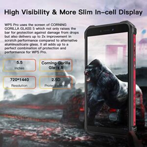 Rugged Cell Phone Unlocked OUKITEL WP5 Pro, 8000mAh Battery, 4GB+64GB ROM, Android 10 Rugged Smartphone, 5.5 Inch IP68 Waterproof Shockproof Phone with 4 LED Flashlights, Triple Camera, Dual SIM 4G