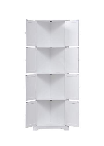 Kings Brand Furniture - Lyons 4-Tier 68" Corner Kitchen Pantry Storage Cabinet with 8 Doors, White