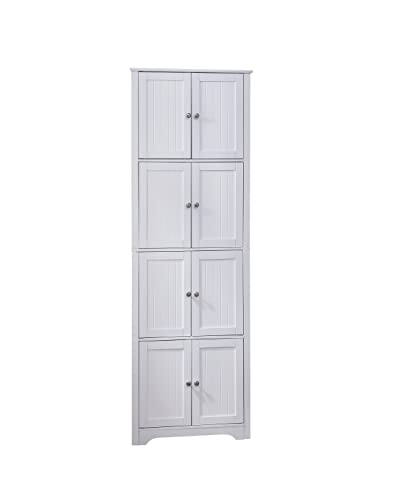 Kings Brand Furniture - Lyons 4-Tier 68" Corner Kitchen Pantry Storage Cabinet with 8 Doors, White