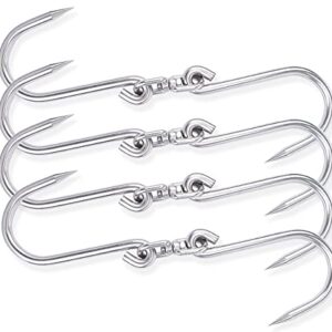 4 Packs Swiveling Meat Hook,Alele Heavy Duty Stainless Steel Processing Butcher Hooks - Large Fish,Hunting,Carcass Hanging Hook