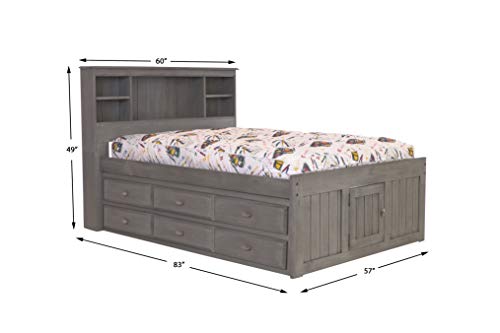 Discovery World Furniture Charcoal Full Bookcase Bed with 6 Drawers