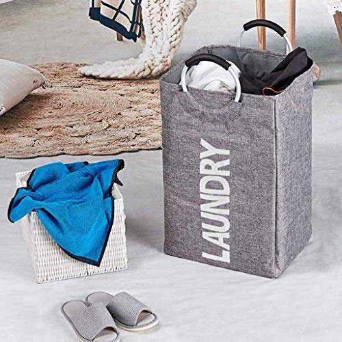 ZERIRA Large Collapsible Laundry Hamper with Comfortable Handles, Portable and Durable Clothes Storage Bag for Dorm Room Clothes Storage (Gray)