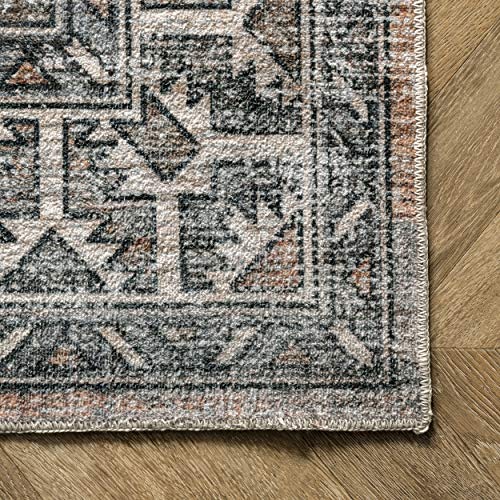 nuLOOM Bowie Machine Washable Tribal Pattern Runner Rug, 2' 6" x 8', Rust