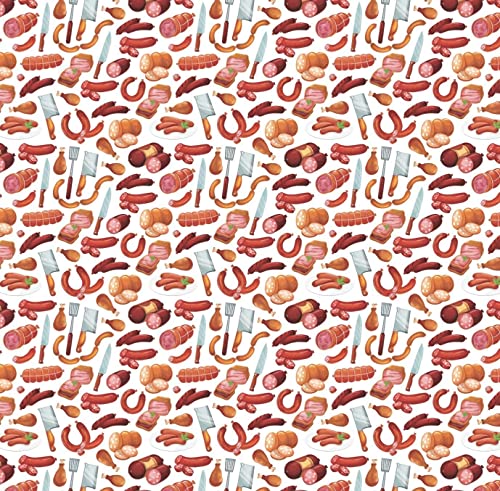 Stesha Party Meat Gift Wrap - Funny Wrapping Paper - Chef Present - 30 x 20 Inch (3 Sheets)