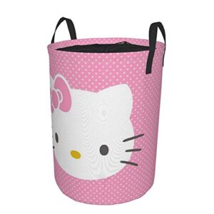 zhangjq pink hello kitty laundry hamper laundrys basket large waterproof drawstring foldable with handles 48l round storage bag,bathroom/bedroom/dorm