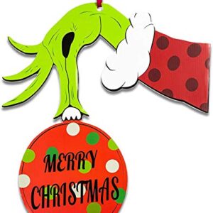 Thickened Christmas Front Door Decorations, 16.6'' x 13.6'' Wooden Hanging Sign for Xmas Themed Party Birthday Event New Year Party Decorations