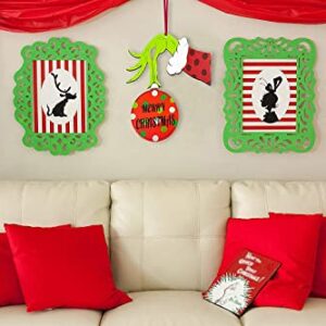 Thickened Christmas Front Door Decorations, 16.6'' x 13.6'' Wooden Hanging Sign for Xmas Themed Party Birthday Event New Year Party Decorations