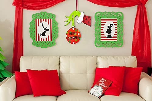 Thickened Christmas Front Door Decorations, 16.6'' x 13.6'' Wooden Hanging Sign for Xmas Themed Party Birthday Event New Year Party Decorations