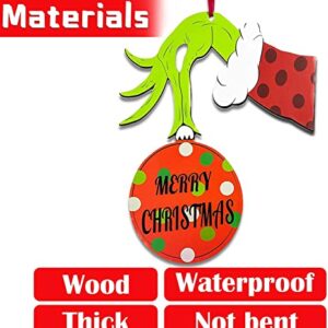 Thickened Christmas Front Door Decorations, 16.6'' x 13.6'' Wooden Hanging Sign for Xmas Themed Party Birthday Event New Year Party Decorations