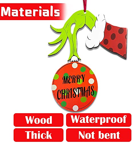 Thickened Christmas Front Door Decorations, 16.6'' x 13.6'' Wooden Hanging Sign for Xmas Themed Party Birthday Event New Year Party Decorations