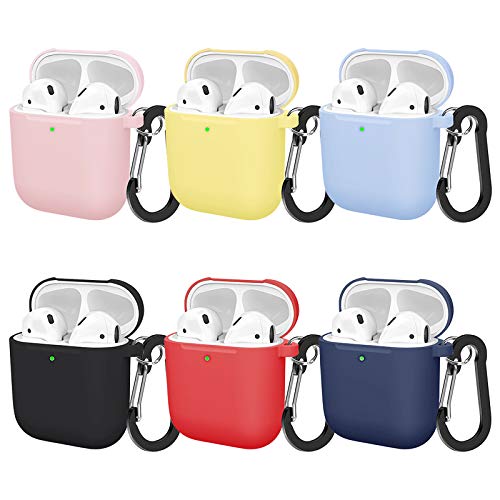 MITERV Airpods Case Cover Soft Silicone Protective Case Skin for Apple Airpod 1 2 Front LED Visible 6 Pack