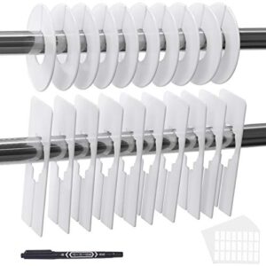 mardatt 46pcs white blank clothing size dividers for closet rack assortment kit including 20pcs rectangular closet dividers and 20pcs round closet dividers w markers and adhesive labels for organizing