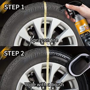 WEICA Tire Shine Spray Kit - Car Tire Coating Wax Protectant Prevent Fading - Restore & Renew Faded Tires - Non Greasy Finish No Sling Easy to Use - Return Black Tire 10 Oz Kit with Applicator Brush