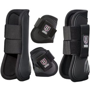 harrison howard horse tendon boots open front/fetlock boot for horse protective boots for jumping, trail riding set of 4