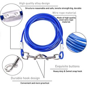 Dog Tie Out Cable and Stake, 30ft Outside Dog Leash&Chain for Camping and Yard, 16'' Heavy Duty Anti Rust Spiral Stake for Medium-Large Dogs Up to 125 lbs (30FT, Blue)