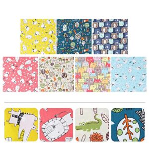 HEALLILY Kids Sheets 7pcs Animal Printed Cotton Fabric Sewing Fabric Squares Quilting DIY Sewing Precut Fabric Sheets Patchwork Quilted Bed Sheets