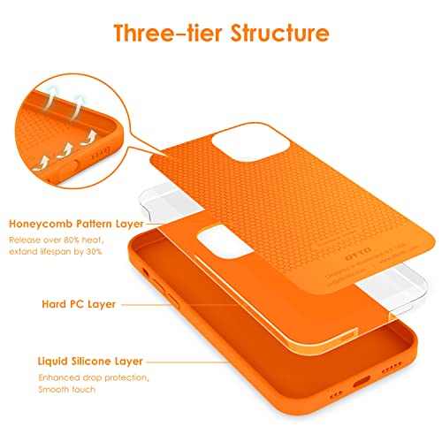 DTTO Compatible with iPhone 12/12 Pro Case Shockproof Silicone [Romance Series] Cover [Enhanced Camera and Screen Protection] with Honeycomb Grid Cushion for iPhone 12 6.1” 2020,Orange