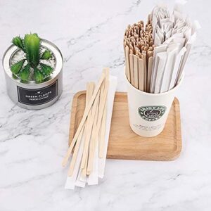 100 Pcs Coffee Stirrers,5.5Inch Natural Wooden Coffee Sticks,Use for Tea,Hot Drinks and Cold Drinks(Individually Wrapped)