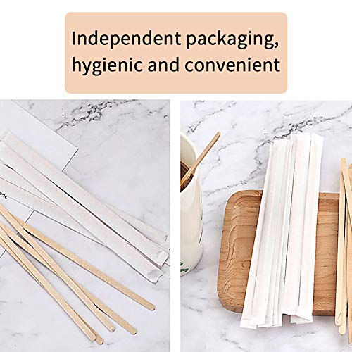 100 Pcs Coffee Stirrers,5.5Inch Natural Wooden Coffee Sticks,Use for Tea,Hot Drinks and Cold Drinks(Individually Wrapped)