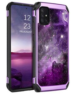 bentoben galaxy a51 4g case (not fit 5g version), slim glow in the dark shockproof protective dual layer hybrid hard pc soft tpu bumper nebula space design phone case for samsung galaxy a51 4g, purple