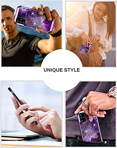 BENTOBEN Galaxy A51 4G Case (NOT Fit 5G Version), Slim Glow in The Dark Shockproof Protective Dual Layer Hybrid Hard PC Soft TPU Bumper Nebula Space Design Phone Case for Samsung Galaxy A51 4G, Purple